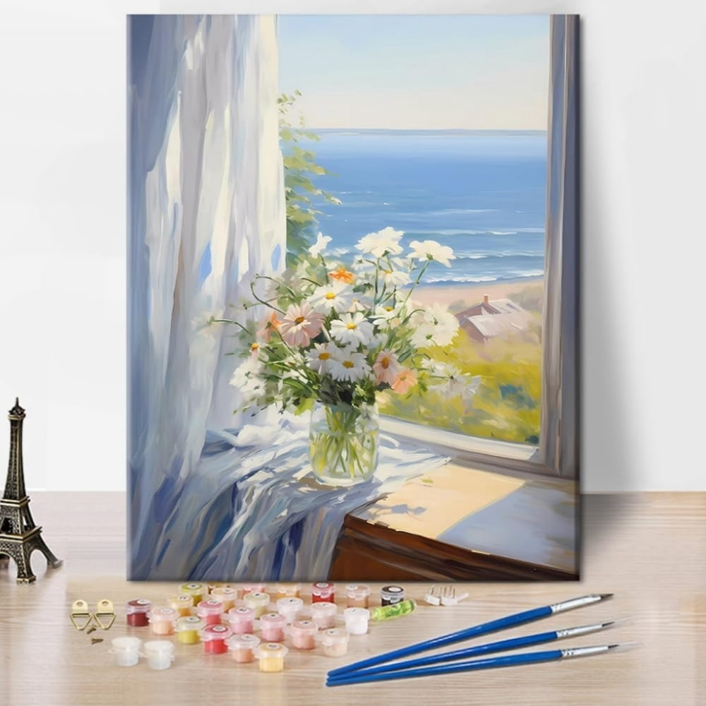 TISHIRON Paint by Numbers for Adults,16x20 inch Canvas Wall Art Seaside ...
