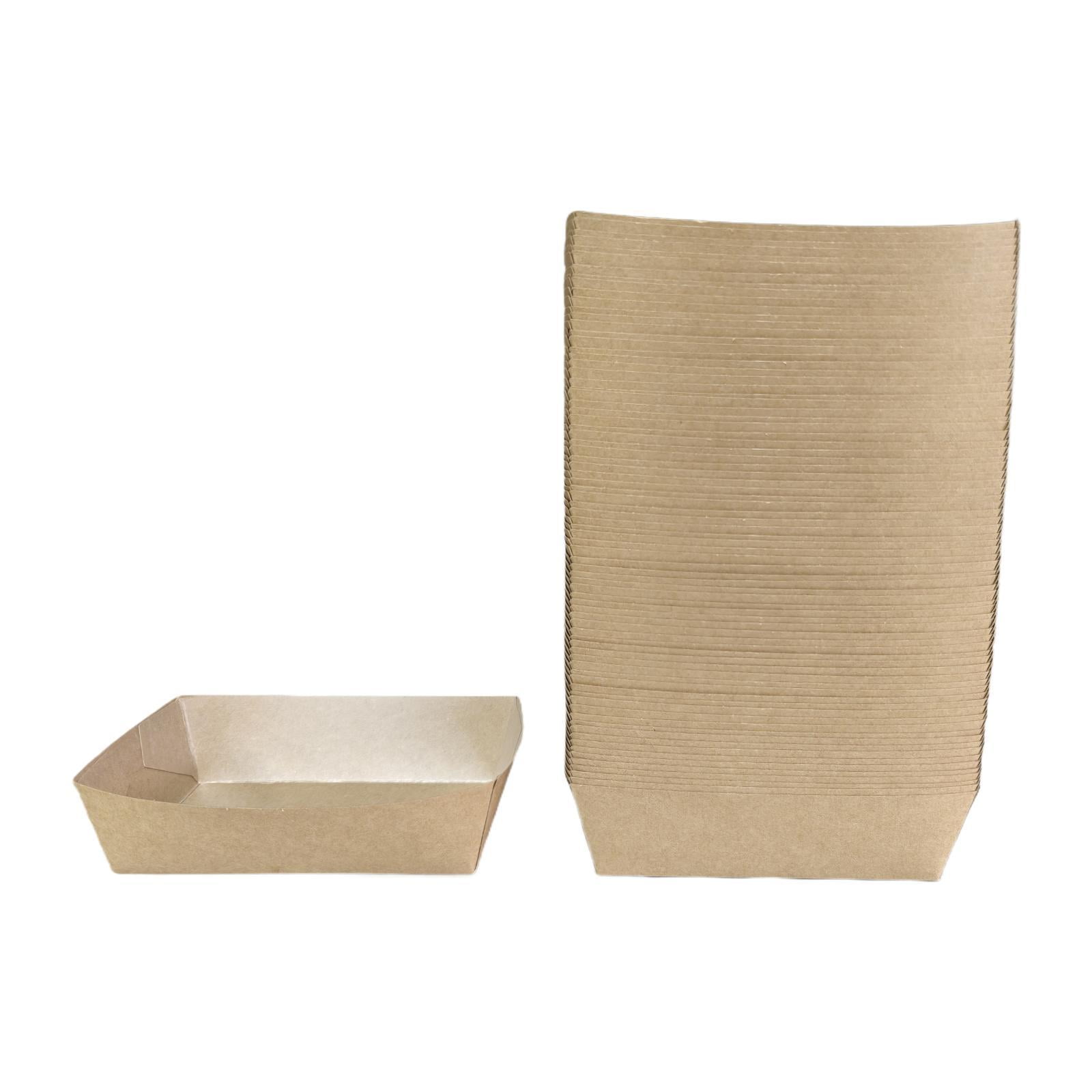 TISHITA 100 Pieces Kraft Paper Food Trays Easy to Use for Chips Popcorn ...