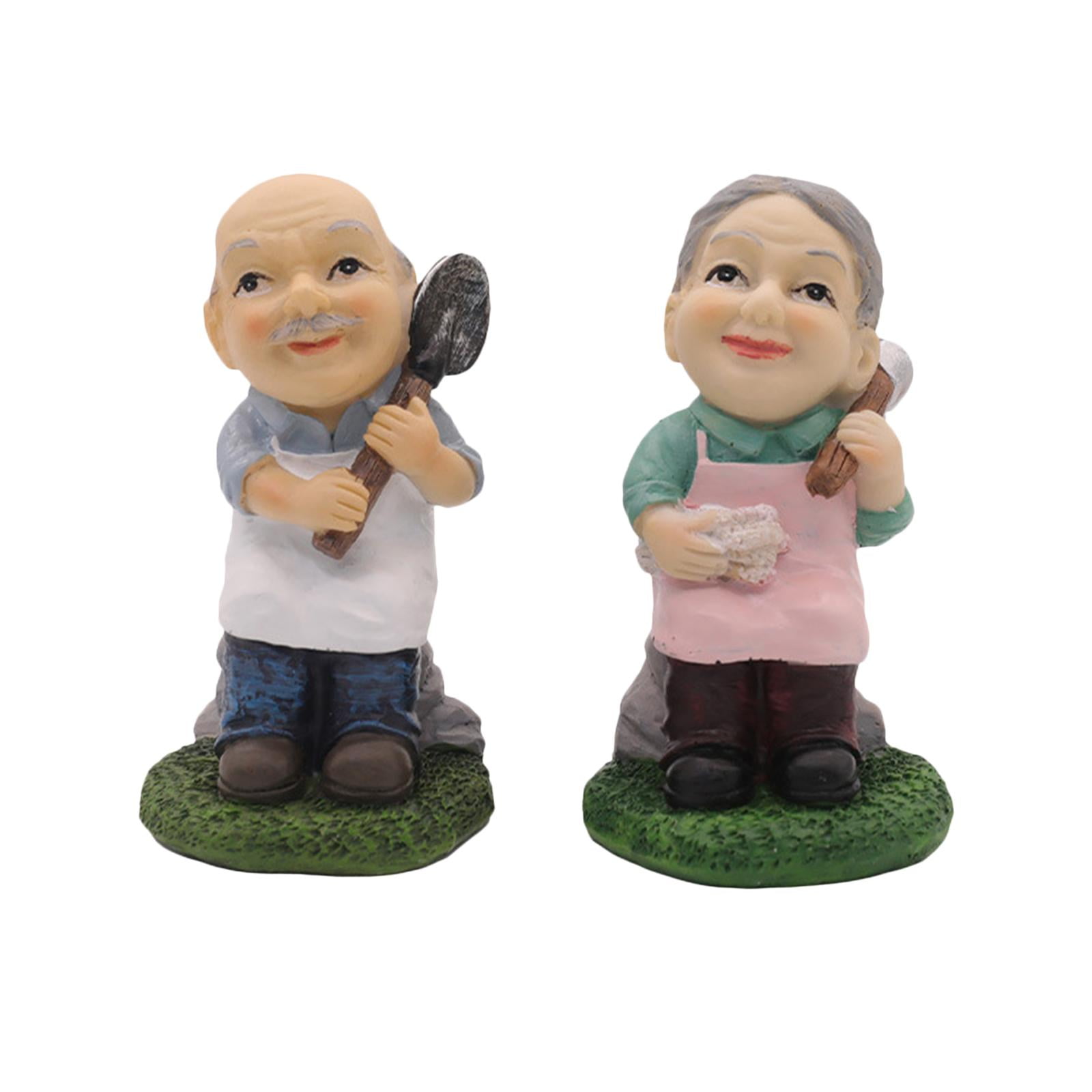TISHITA 2 Pieces Elderly Couple Figurines Art Craft Ornament Decorative ...