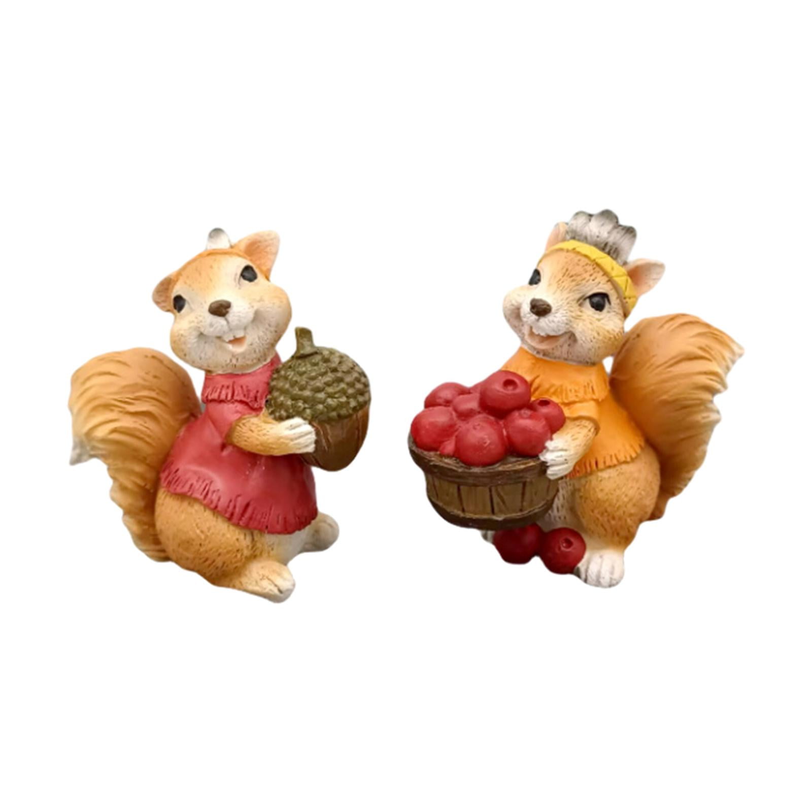 TISHITA 2 Pieces Squirrel Figurines Animal Statue Cute Home Decor ...