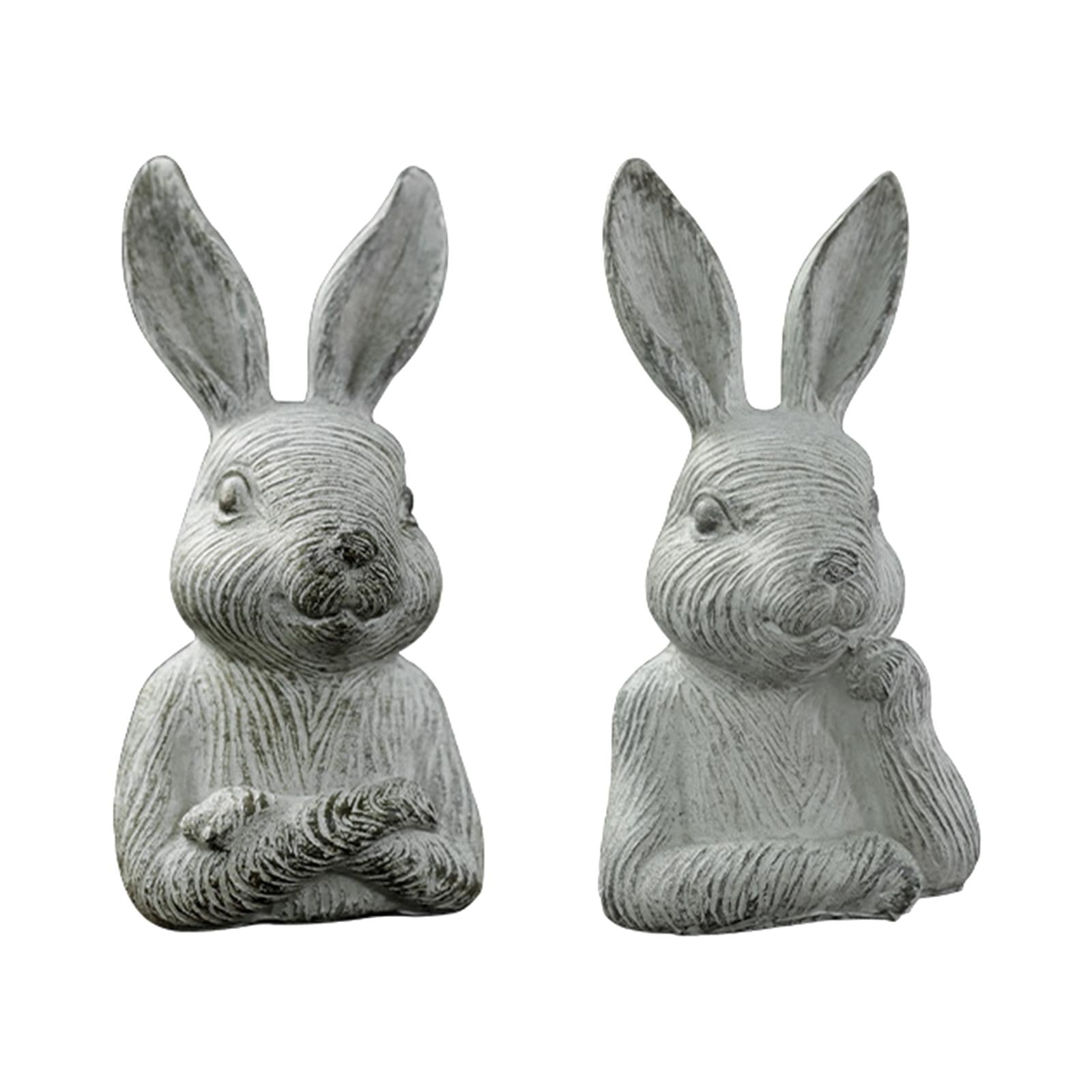 TISHITA 2Pcs Bunny Resin Sculpture Rabbit Garden Statue Figurine Desk ...