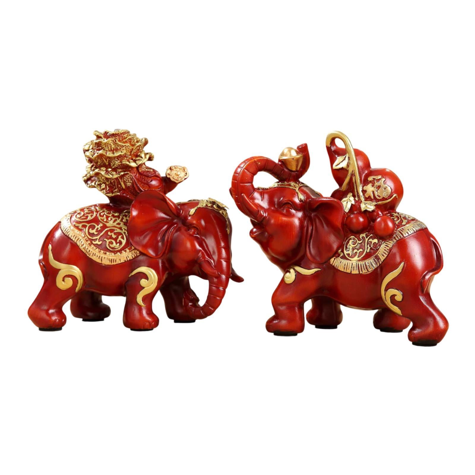 TISHITA 2Pcs Elephant Statues Desktop Decoration Animal Sculptures ...