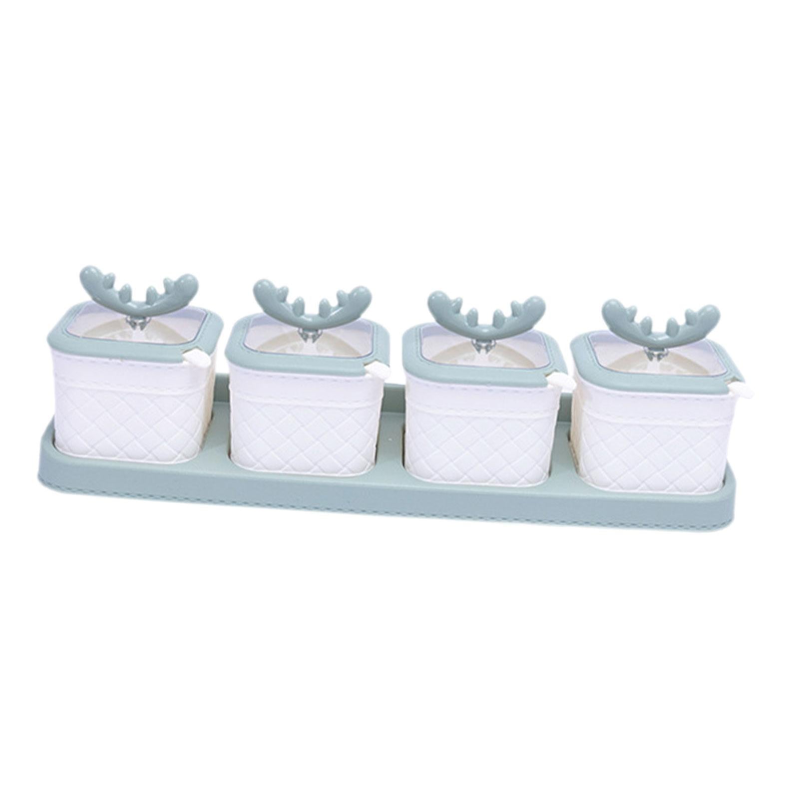 TISHITA 4x Seasoning Jars Condiment Pots Sugar Bowls with Lids ...