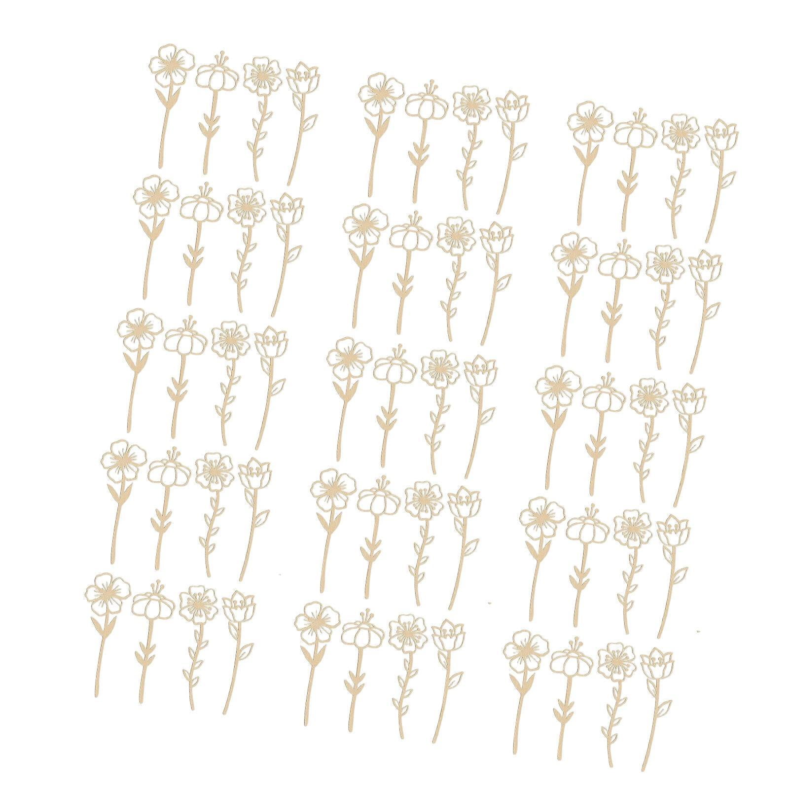 TISHITA 60 Pieces Wooden Wildflower Decor Art Craft for Holiday Living ...