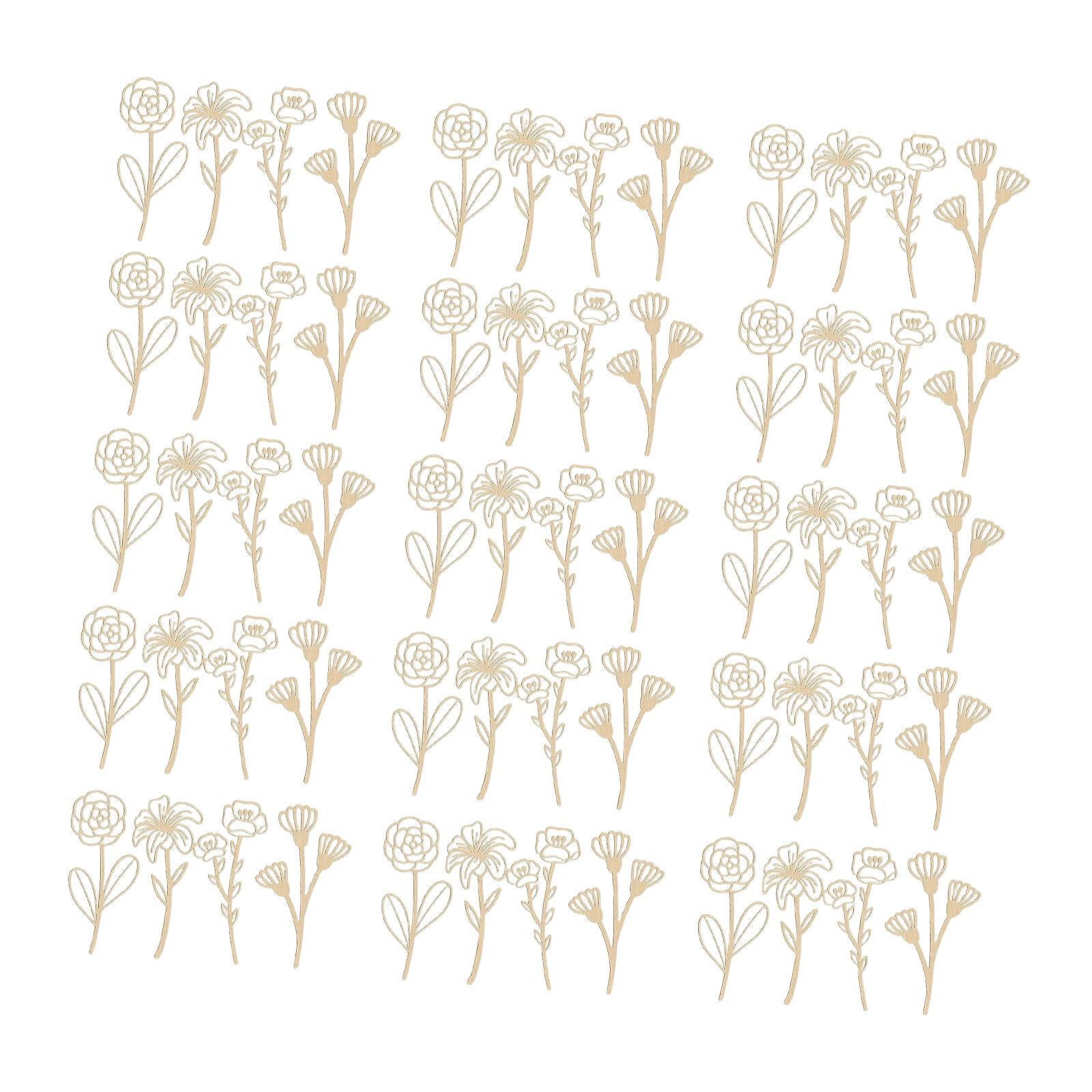 TISHITA 60 Pieces Wooden Wildflower Decor DIY Floral Art Kit for ...