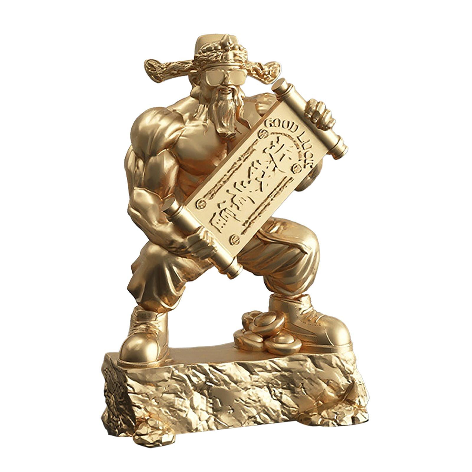 TISHITA Cai Shen Statue Chinese Sculpture Art of Wealth Figurine Muscle ...