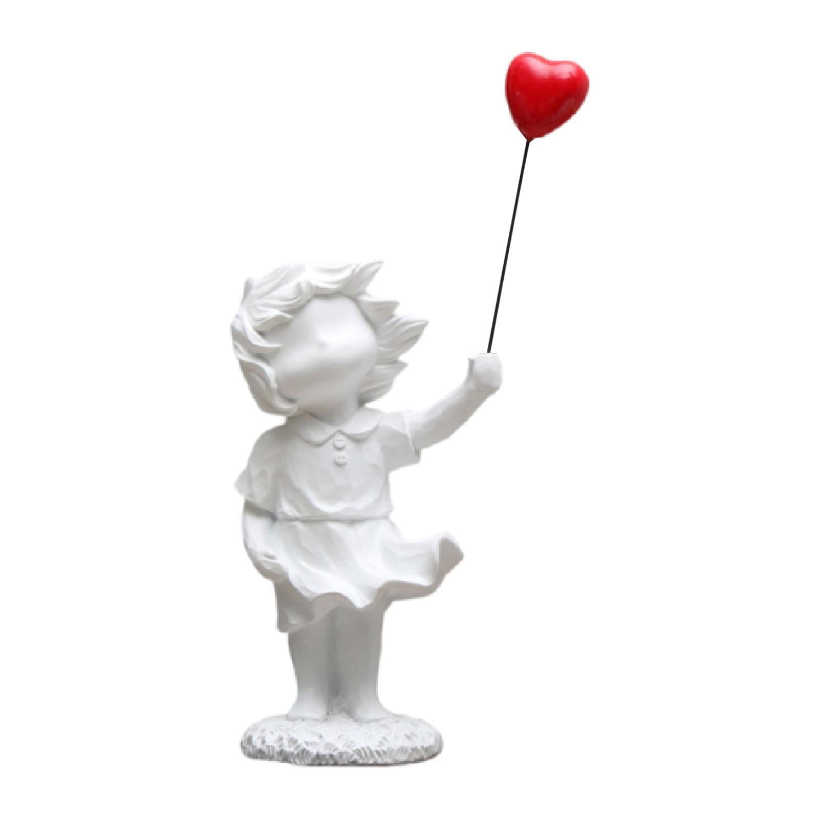 TISHITA Cartoon Girl Statue Modern Resin Sculpture Decorative for Balcony Party Desk White ...