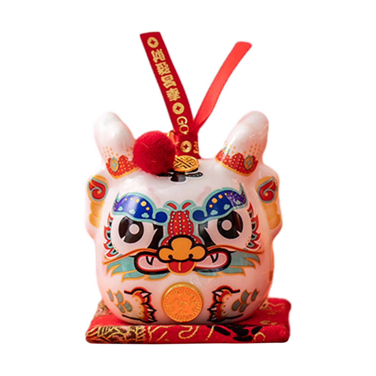 TISHITA Chinese New Year Dragon Statue Piggy Bank Desk Feng Shui Artwork Chinese Figurine Money ...