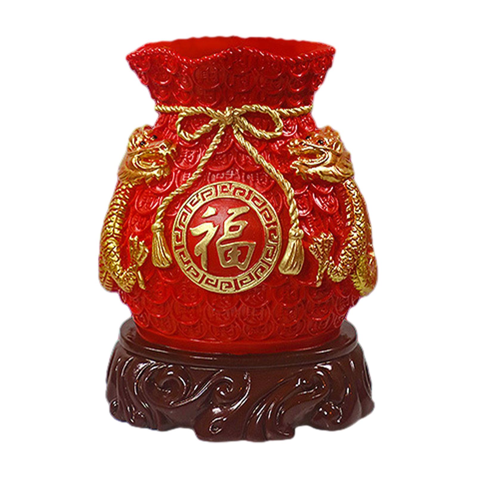 TISHITA Chinese New Year Feng Shui Blessing Bag Vase Decor Planter Pot ...