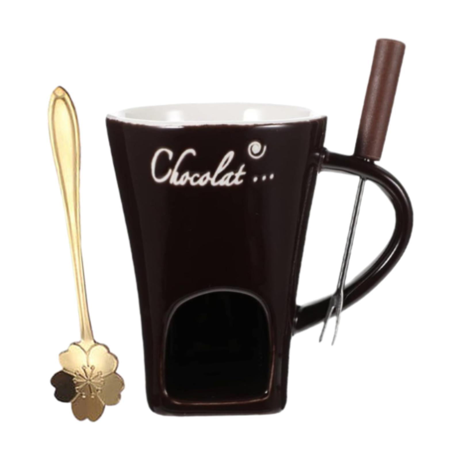 TISHITA Chocolate Fondue Mug with Fork and Spoon Cheese Melting Broth ...
