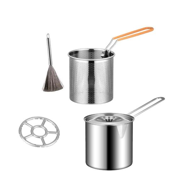 Japanese Tempura Deep Fryer Pots with Thermometers for Home Cooking