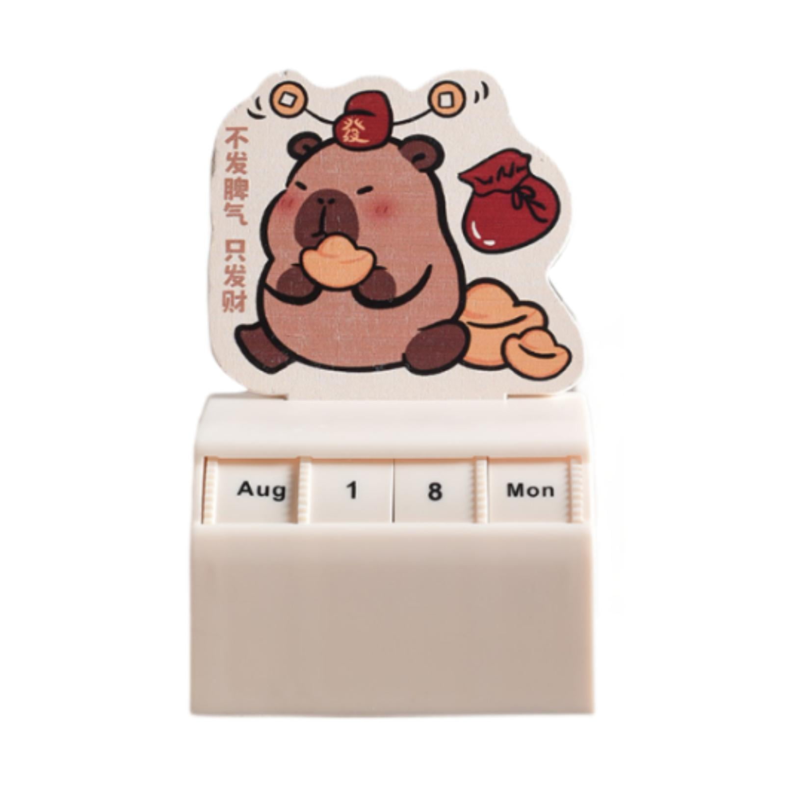 TISHITA Desk Calendar Capybara Design Cute Gift with Manual Wheel for ...