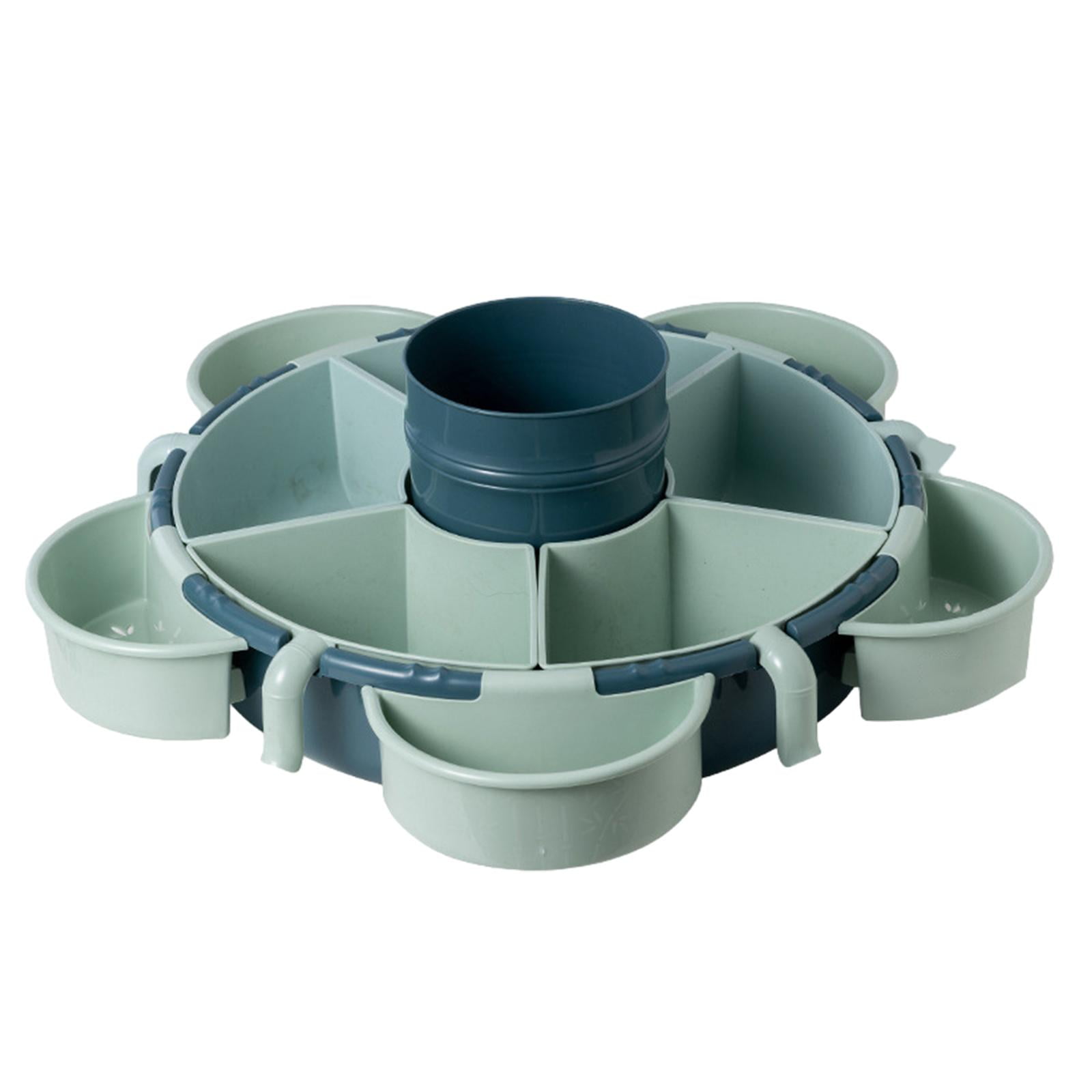 TISHITA Divided Veggie Tray Dried Fruit Plate 11 Compartments Rotatable ...