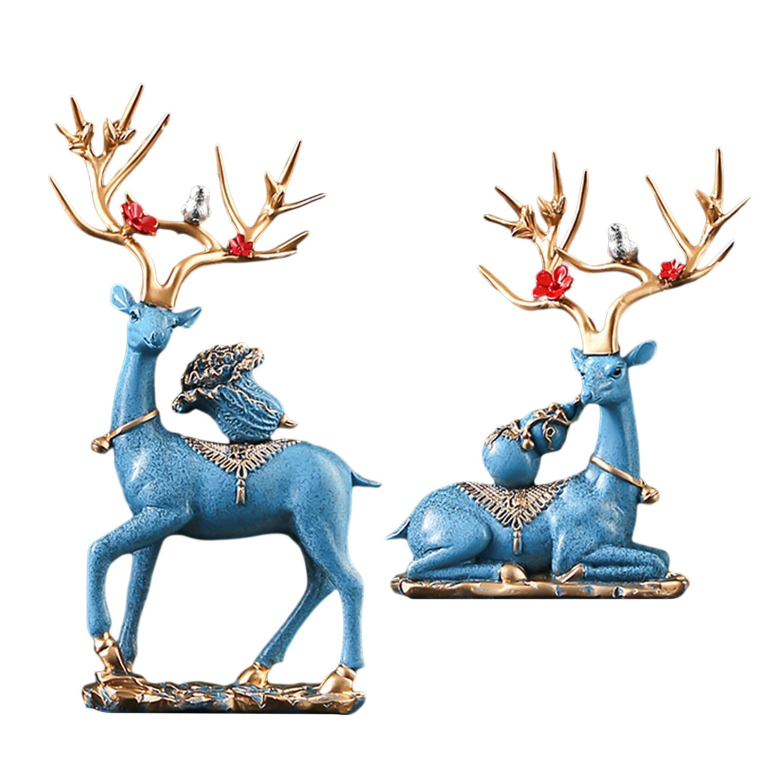 TISHITA Elk Deer Figurines Home Decor, Cute Animal Statues,Souvenir ...