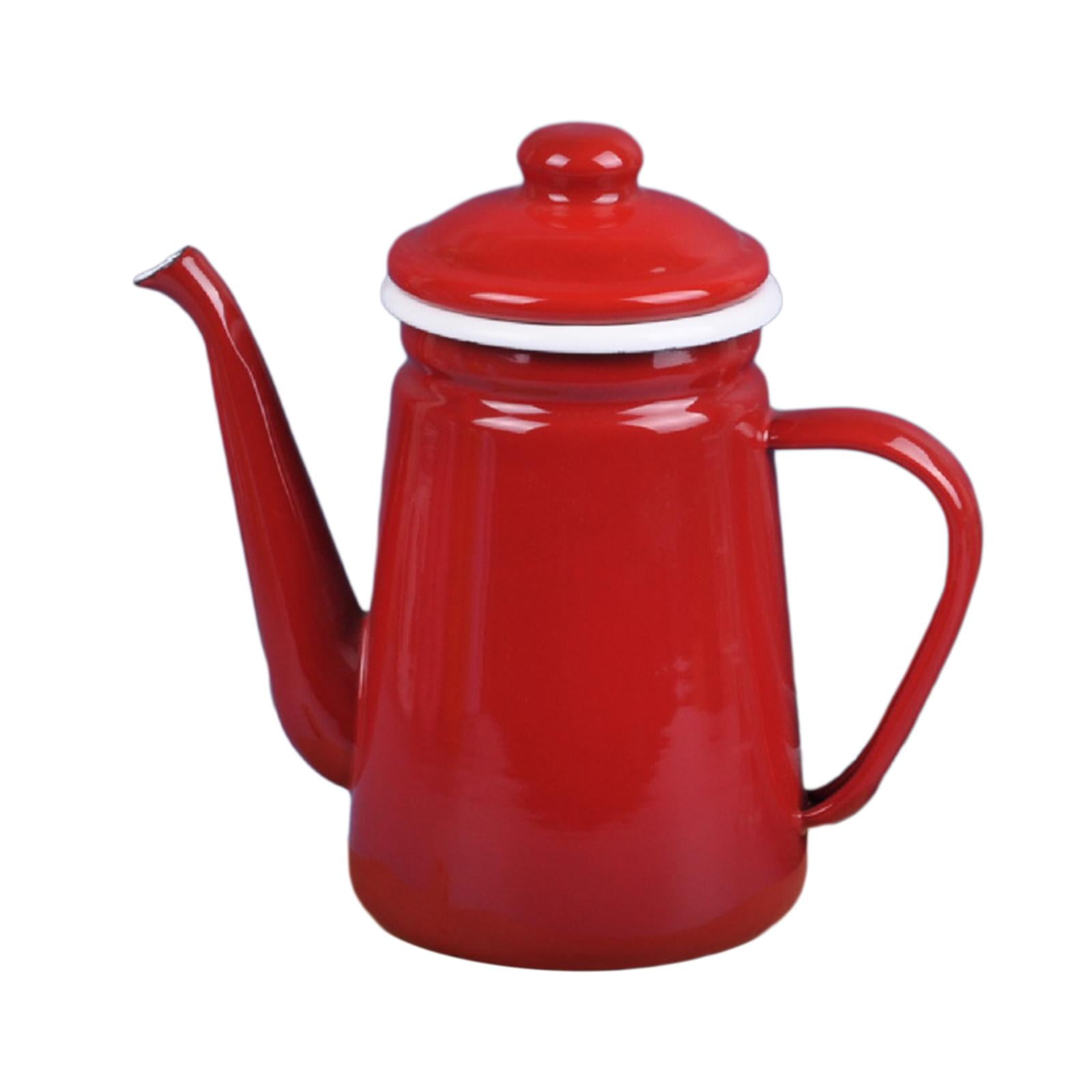 TISHITA Enamel Coffee Pot 1.1L Coffee Kettle Thick Water Milk Warmer ...