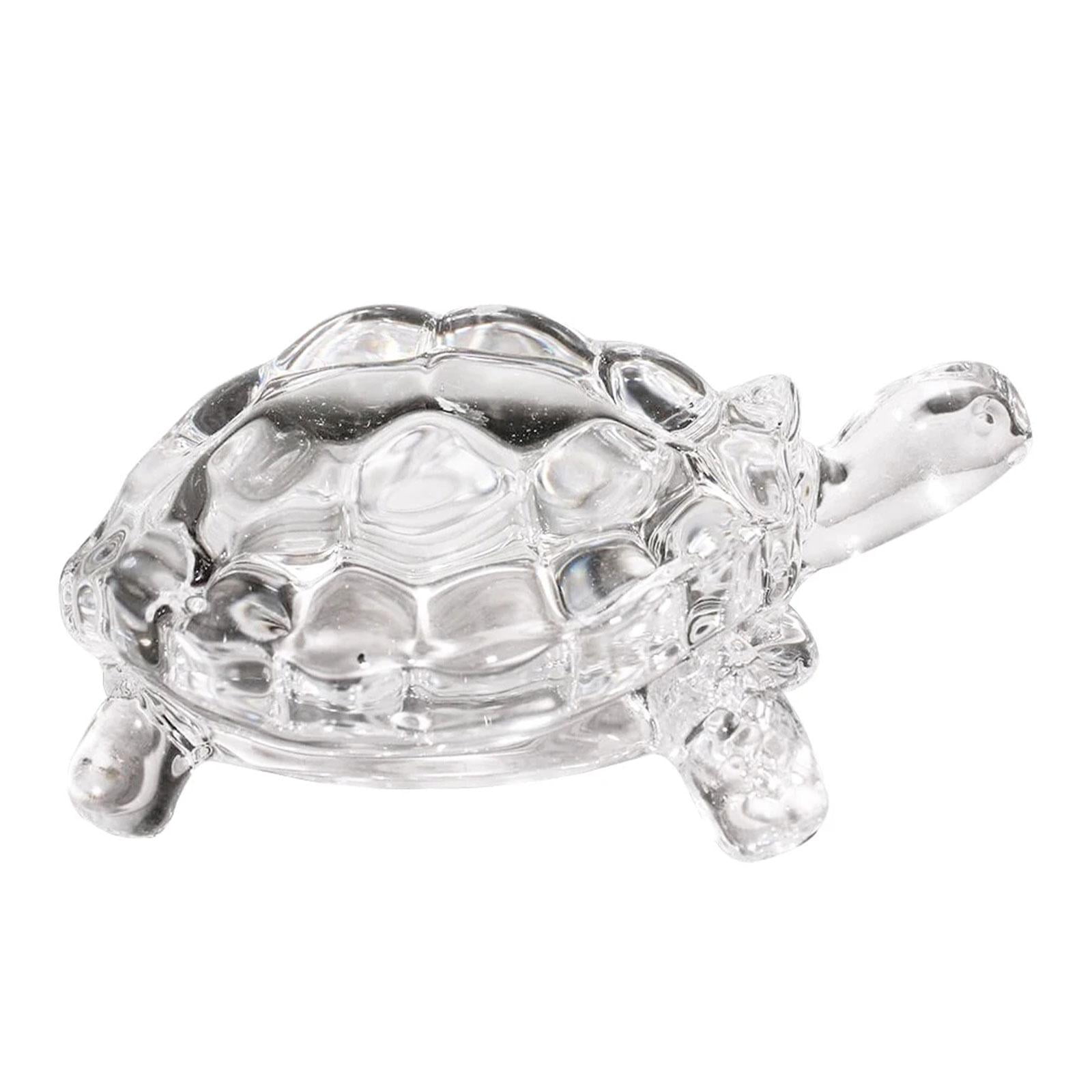 TISHITA Glass Turtle Figurine Animal Sculpture Clear Tabletop Ornament ...