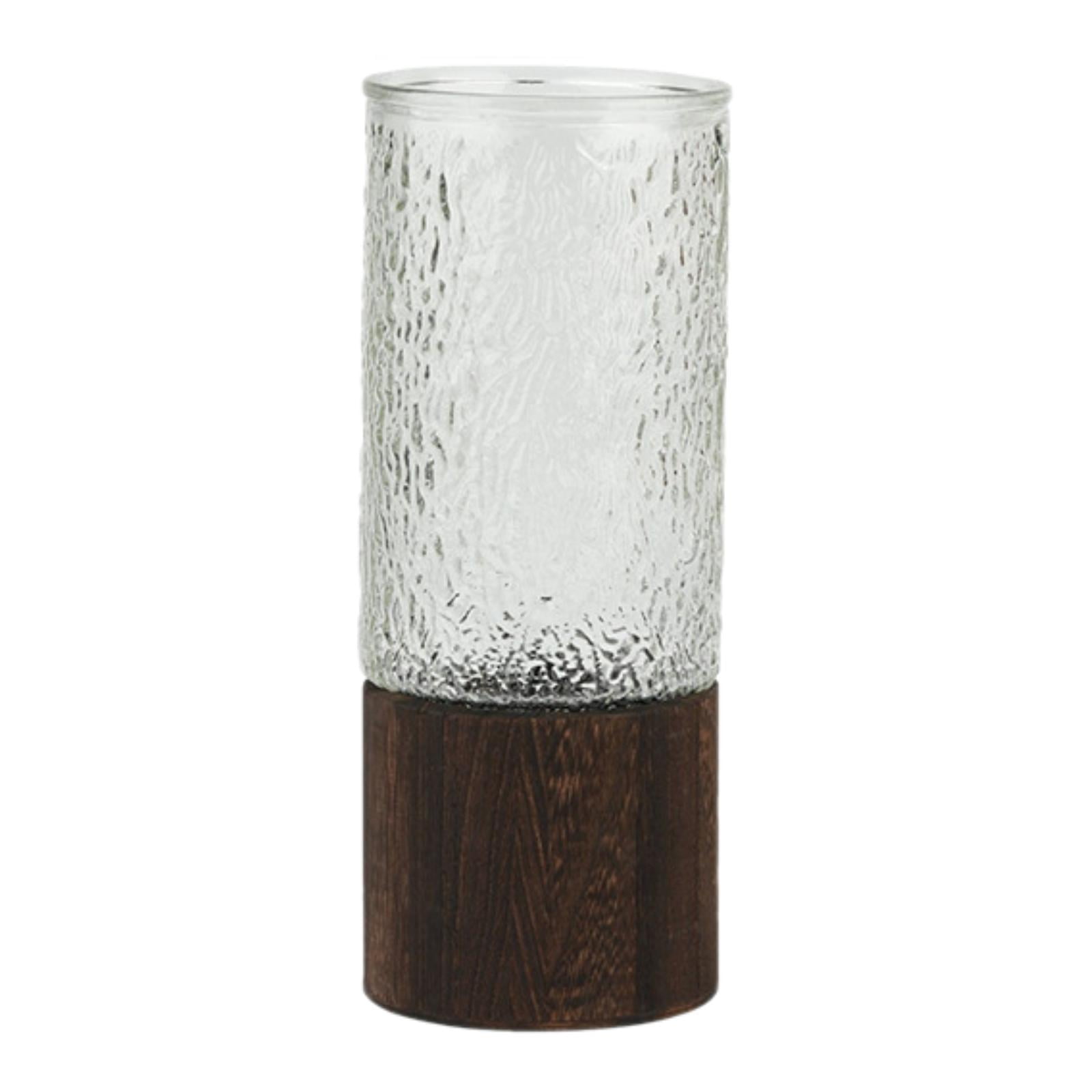 TISHITA Glass Vase with Wood Base Minimalist Flower Vase Decorative ...