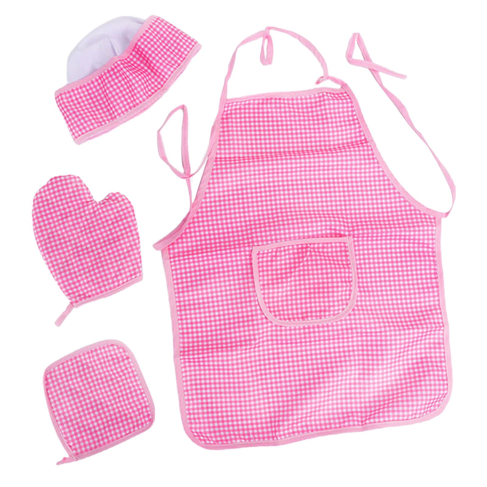 TISHITA Kids Aprons, Cooking Costume Set, Kitchen Dress Up, Oven Glove ...