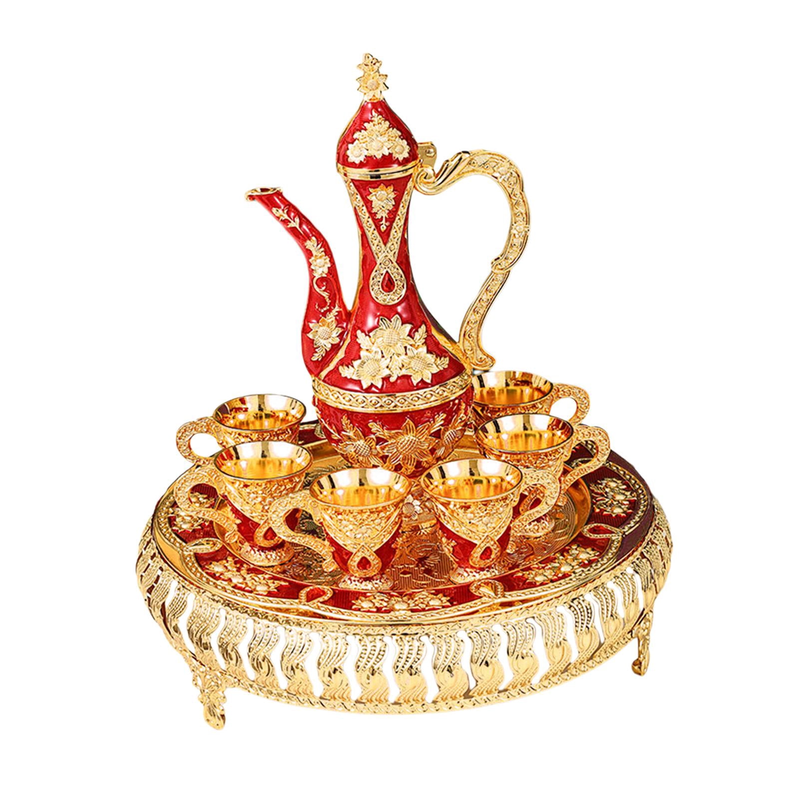 TISHITA Luxury Coffee Pot Set Serving Set Metal Glass Jug Set Drinkware ...