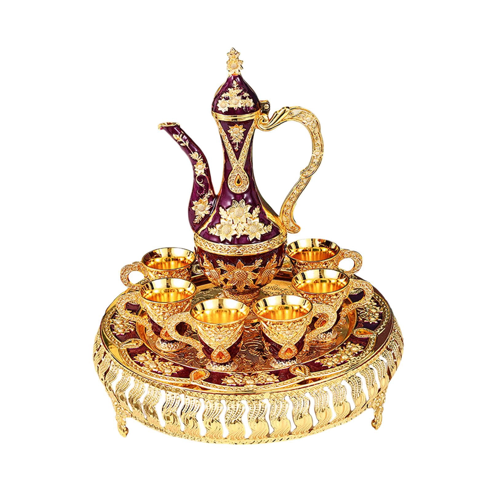 TISHITA Luxury Coffee Pot Set Serving Set Metal Glass Jug Set Drinkware ...