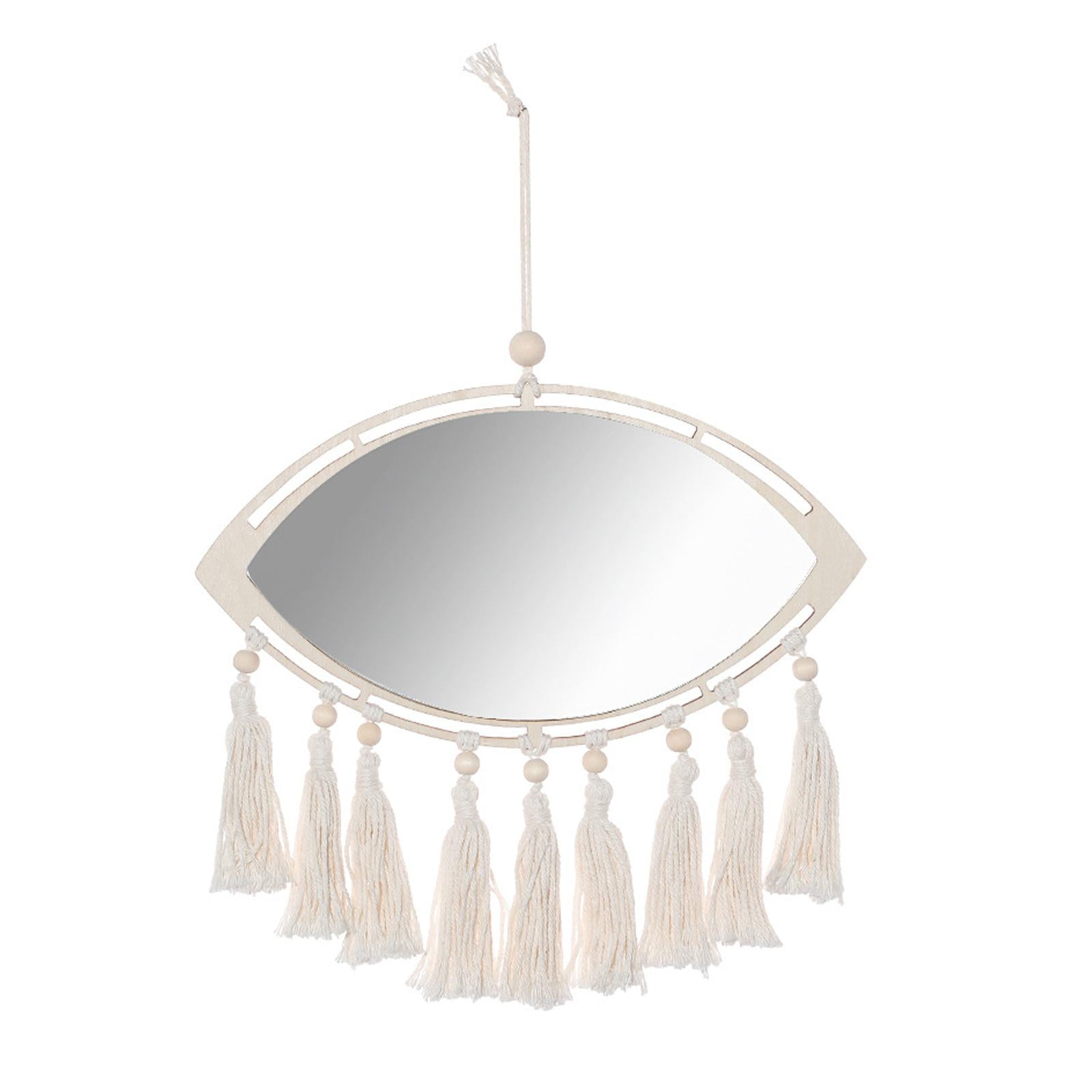 TISHITA Macrame Hanging Wall Mirror, Macrame Fringe Decorative Mirror ...