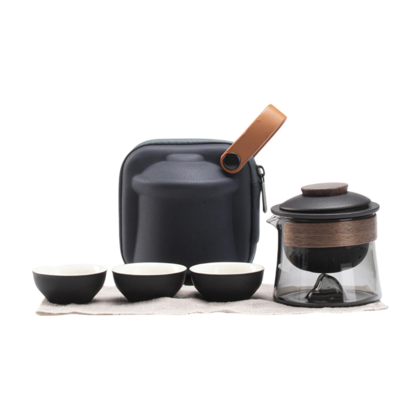 TISHITA Mini Travel Ceramic Tea Pot Set Outdoor Glass Teapot Porcelain ...