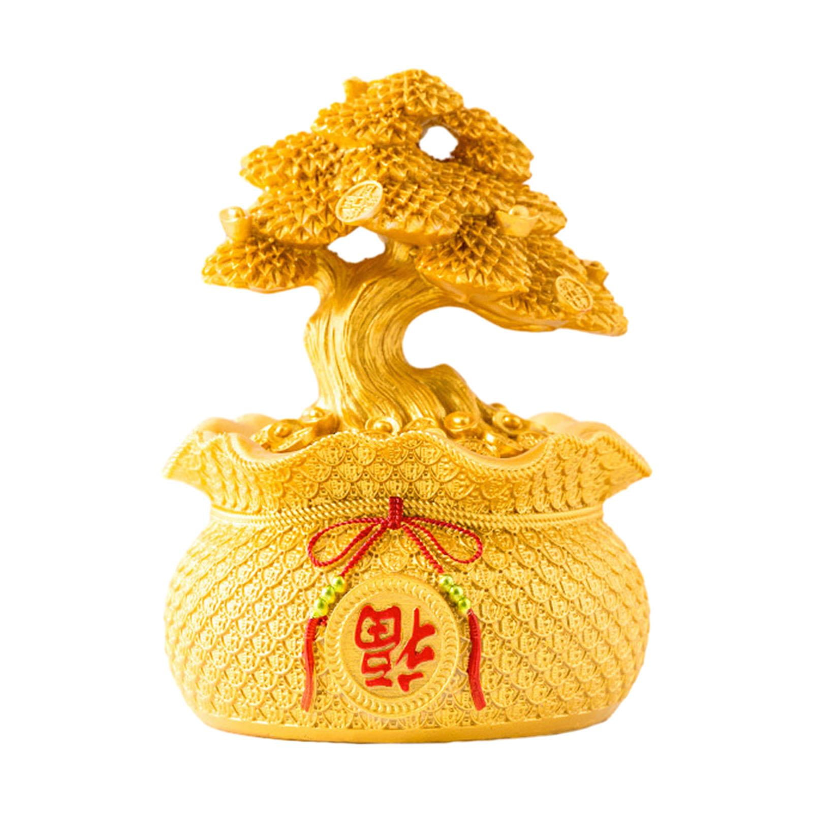 TISHITA Money Bag Tree Figurine Cornucopia Lucky Piggy Bank Feng Shui ...