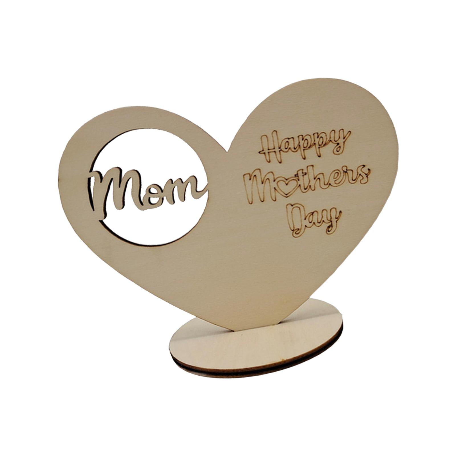 TISHITA Mother's Day Decor Wood Statue Mother's Day Gift Heart Shaped ...
