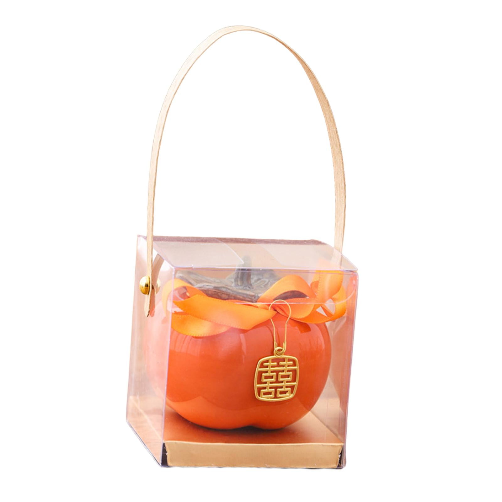 TISHITA Persimmon Ceramic Candy Jar Tea Storage Jar Candy Bowl Gift Tea ...