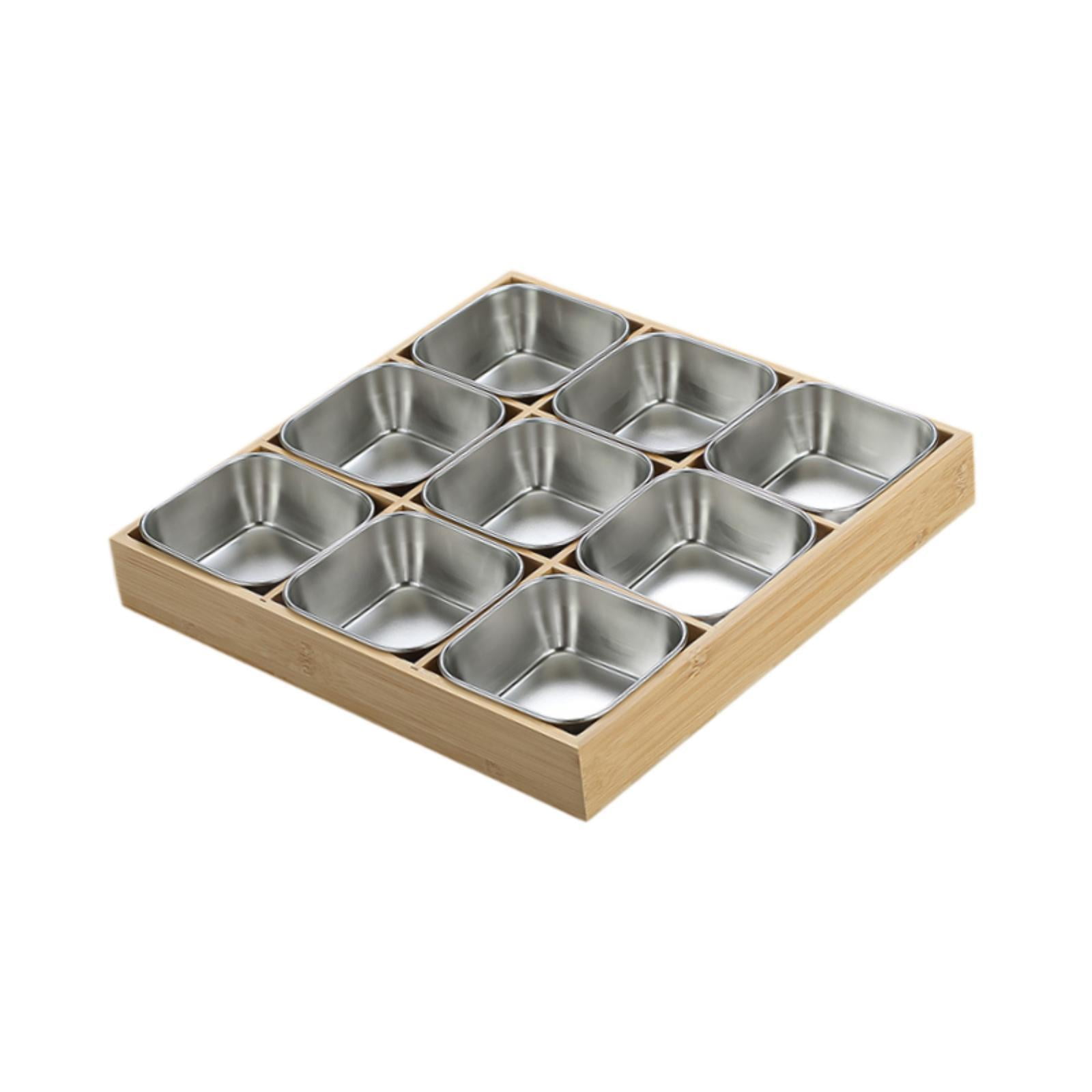 TISHITA Square Dishes with Wooden Tray Set Divided Small Serving Bowls ...