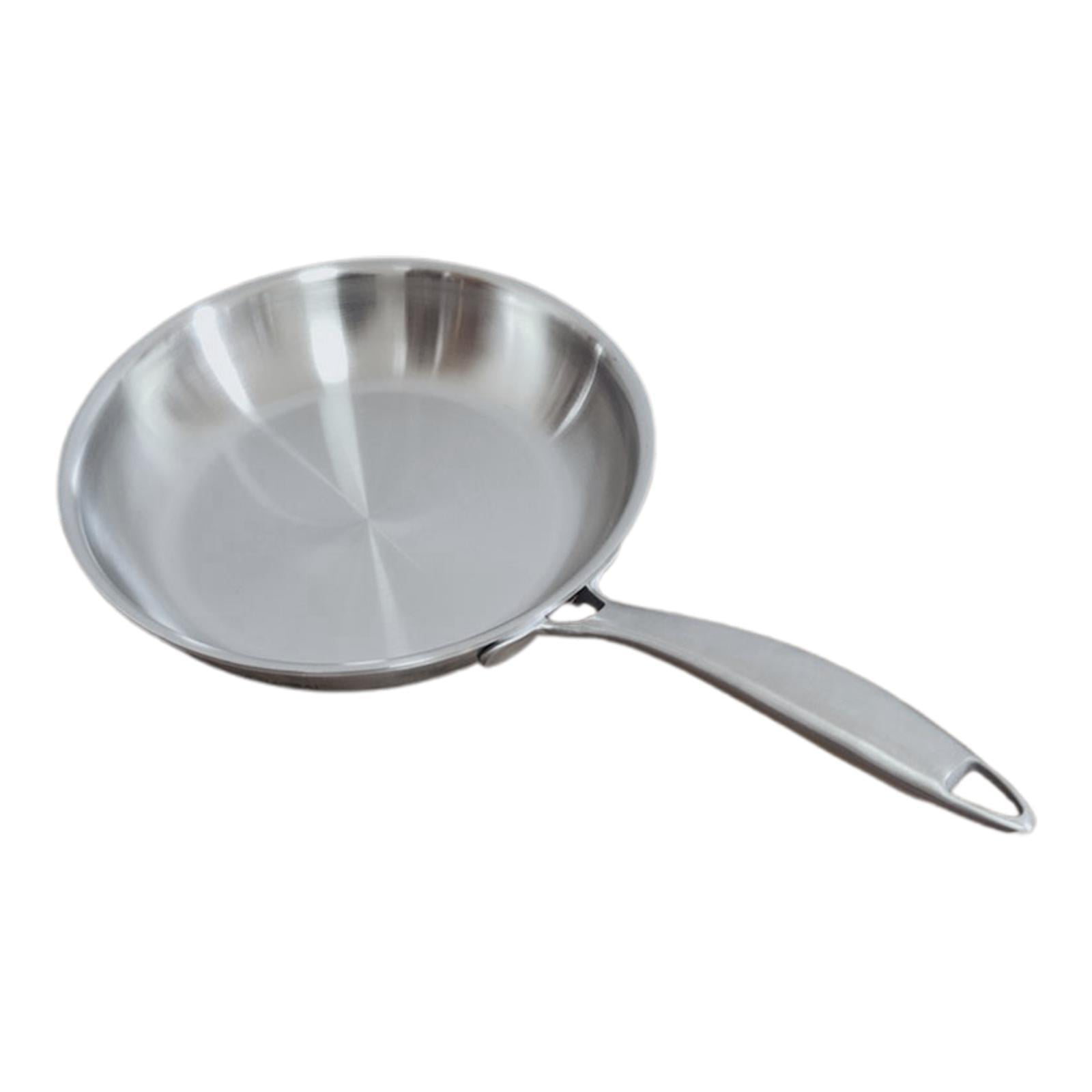 TISHITA Stainless Steel Fry Pan Saute Pan Solid Heat-resistant Long ...