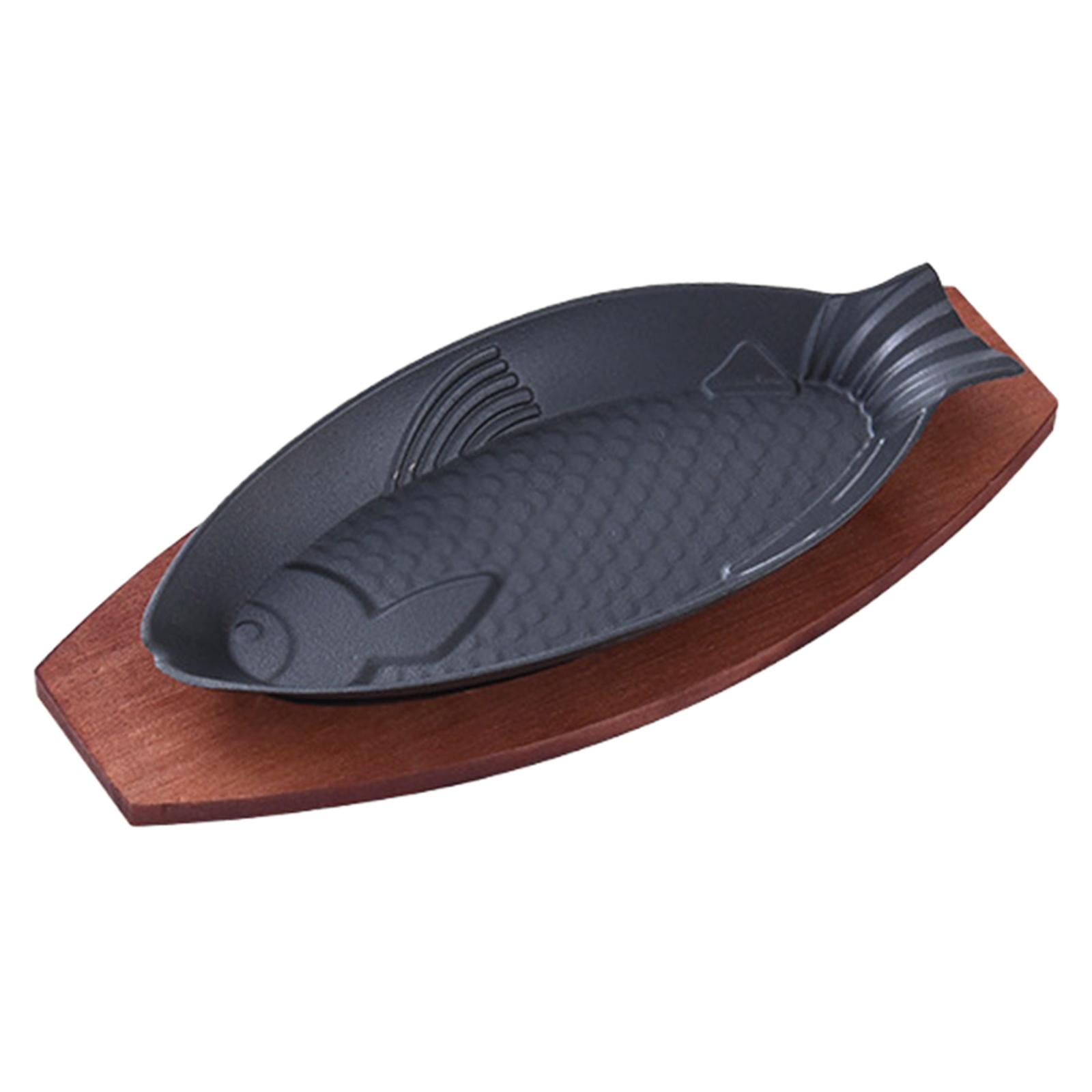 TISHITA Steak Fry Plate BBQ Grilling Pan Shaped Baking Tools Cast Iron ...