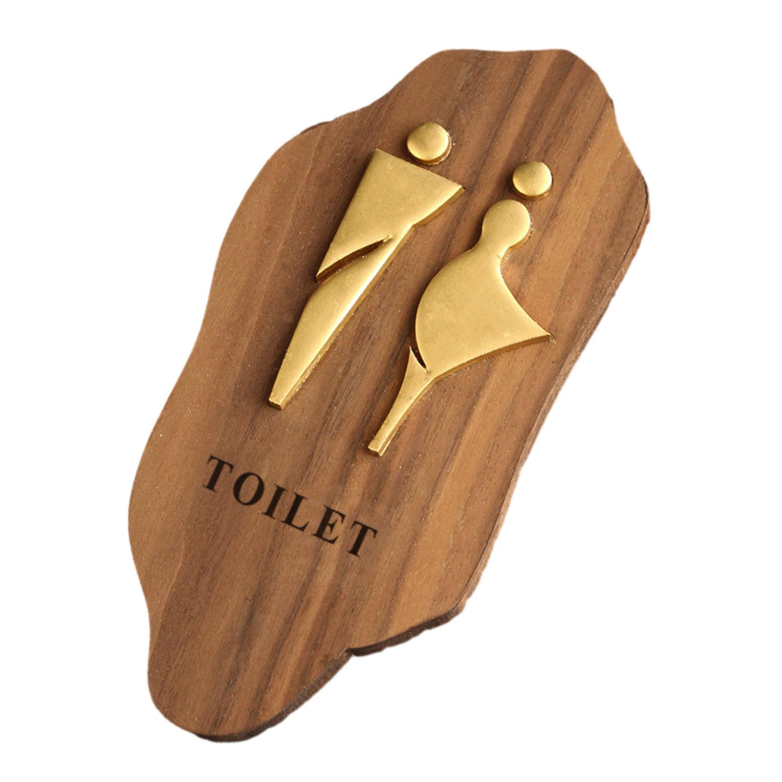 TISHITA Toilet Door Sign Bathroom Decor Wood Signage Self-stick Plaque ...