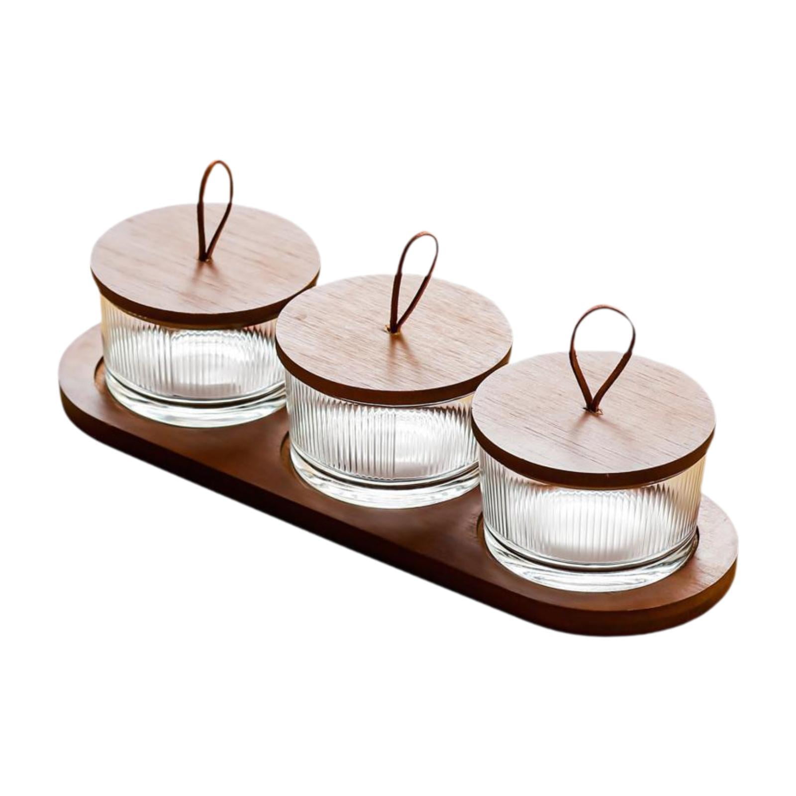 TISHITA Wooden Serving Dish Divided Serving Dishes Transparent ...