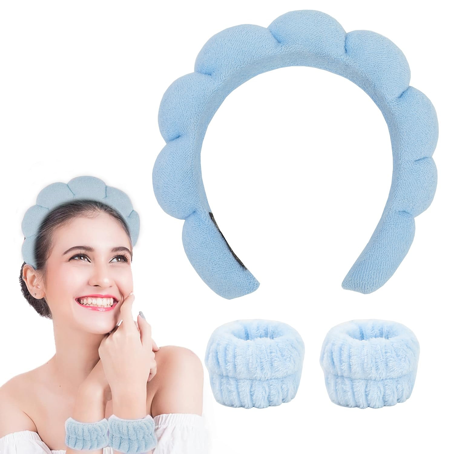 TISMOD Spa Headband and Wristband Set for Skincare Washing Face Terry ...