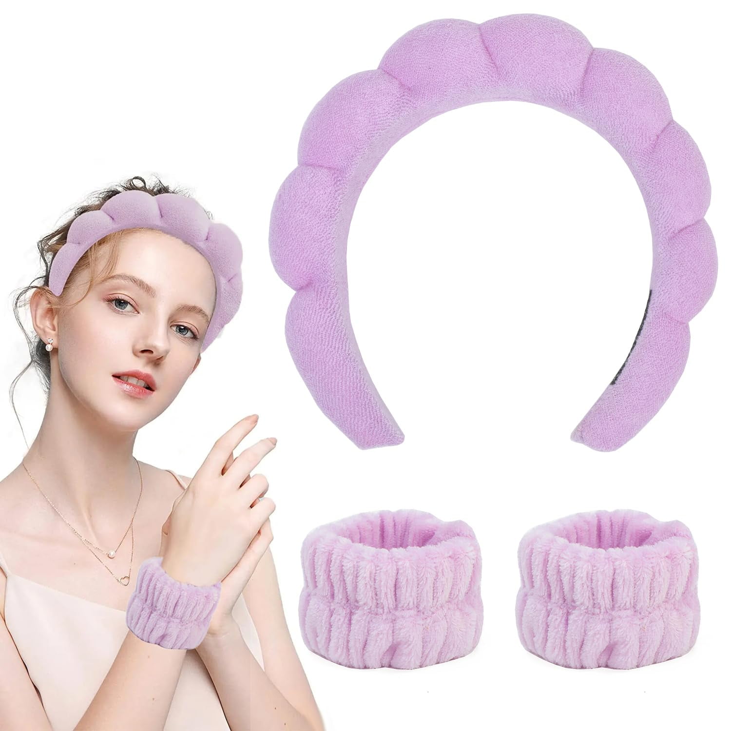 TISMOD Spa Headband and Wristband Set for Skincare Washing Face Terry ...