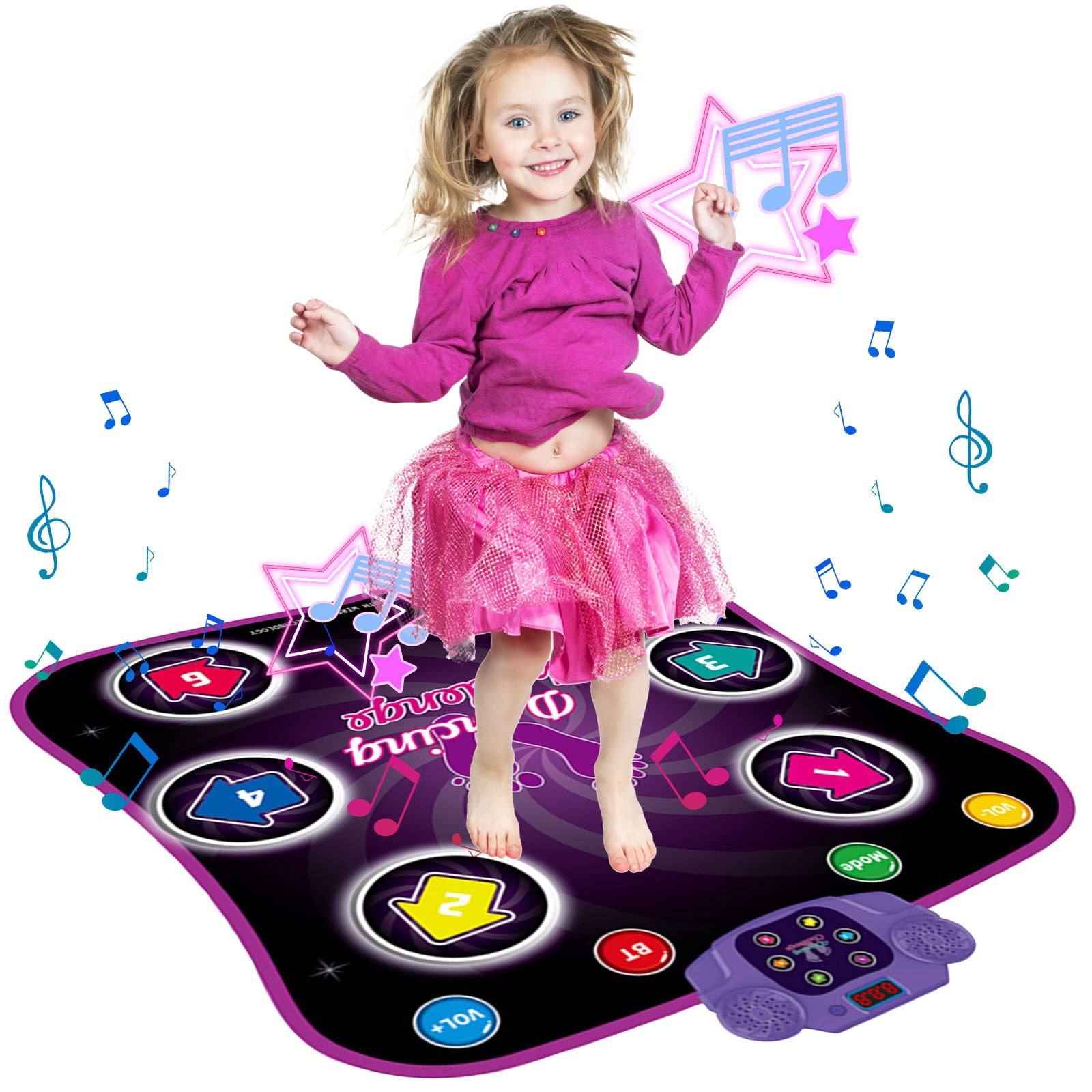 TISUDYE Kids Music Dance Mat Girls Light Up Dance Mat Bluetooth Support ...