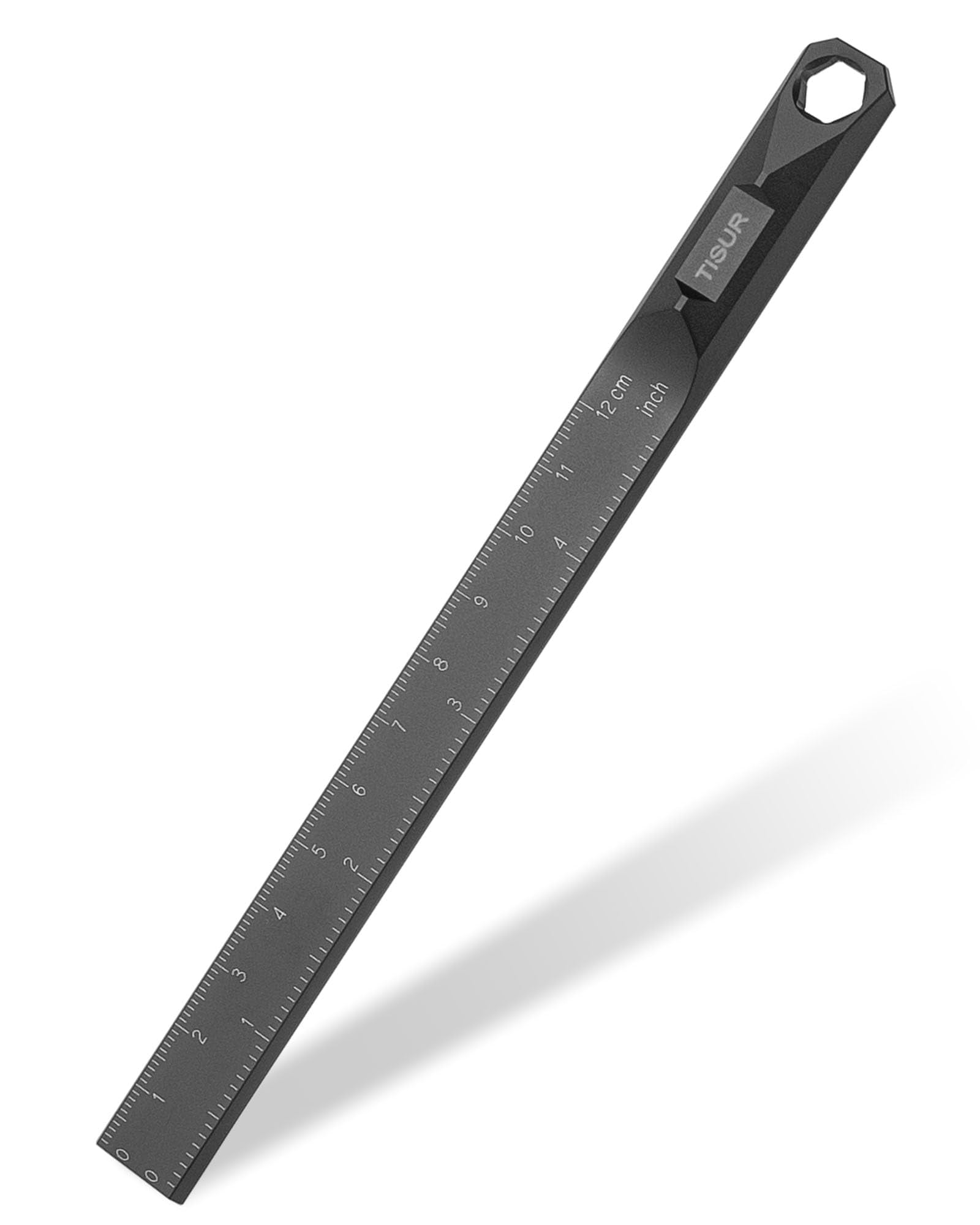 TISUR Titanium Straight Edge Ruler in Both CM & INCH, 12cm Scale Metal ...
