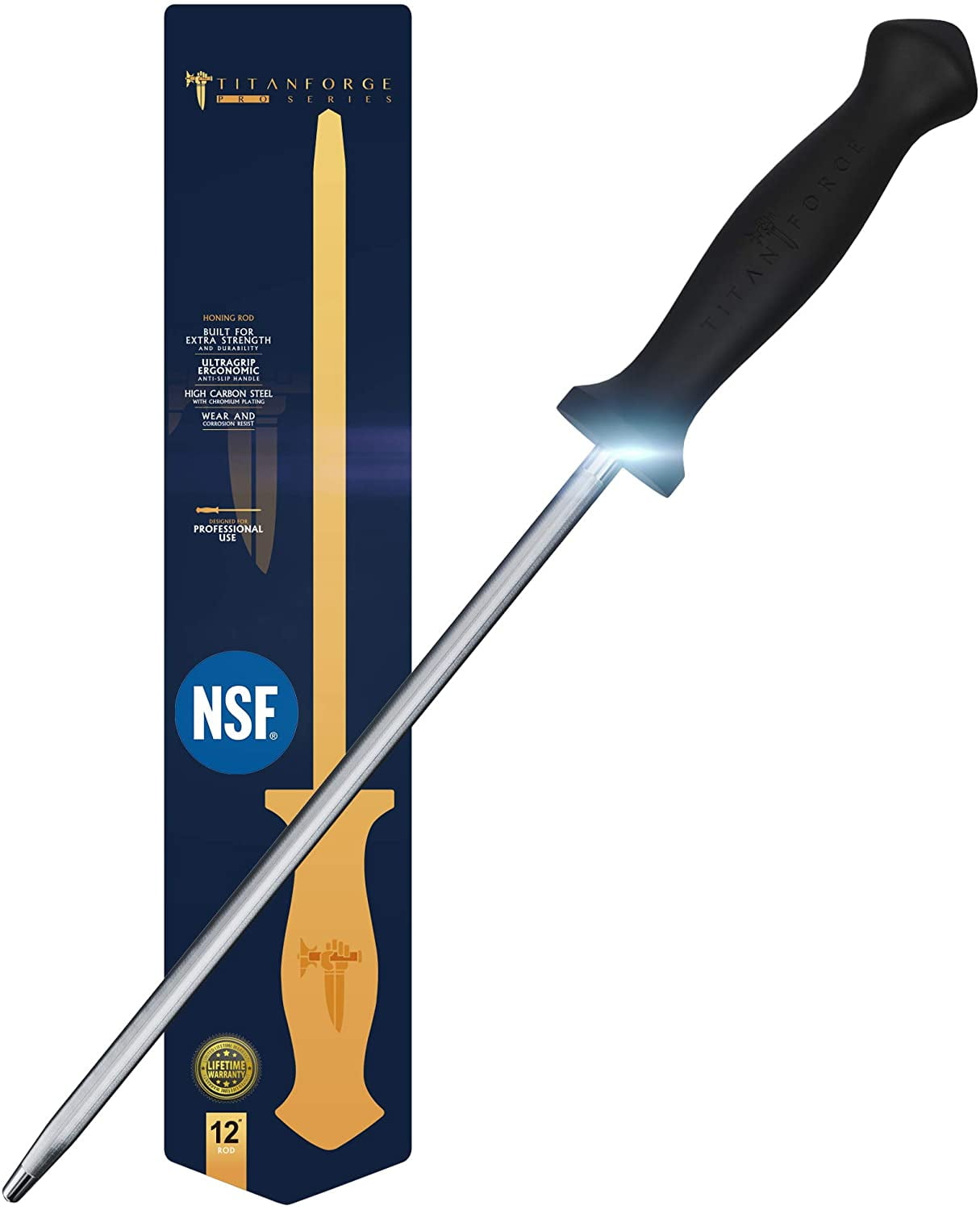 TITAN FORGE - Honing Rod - 12" Steel - Pro Series Knives - 7CR17MOV ...