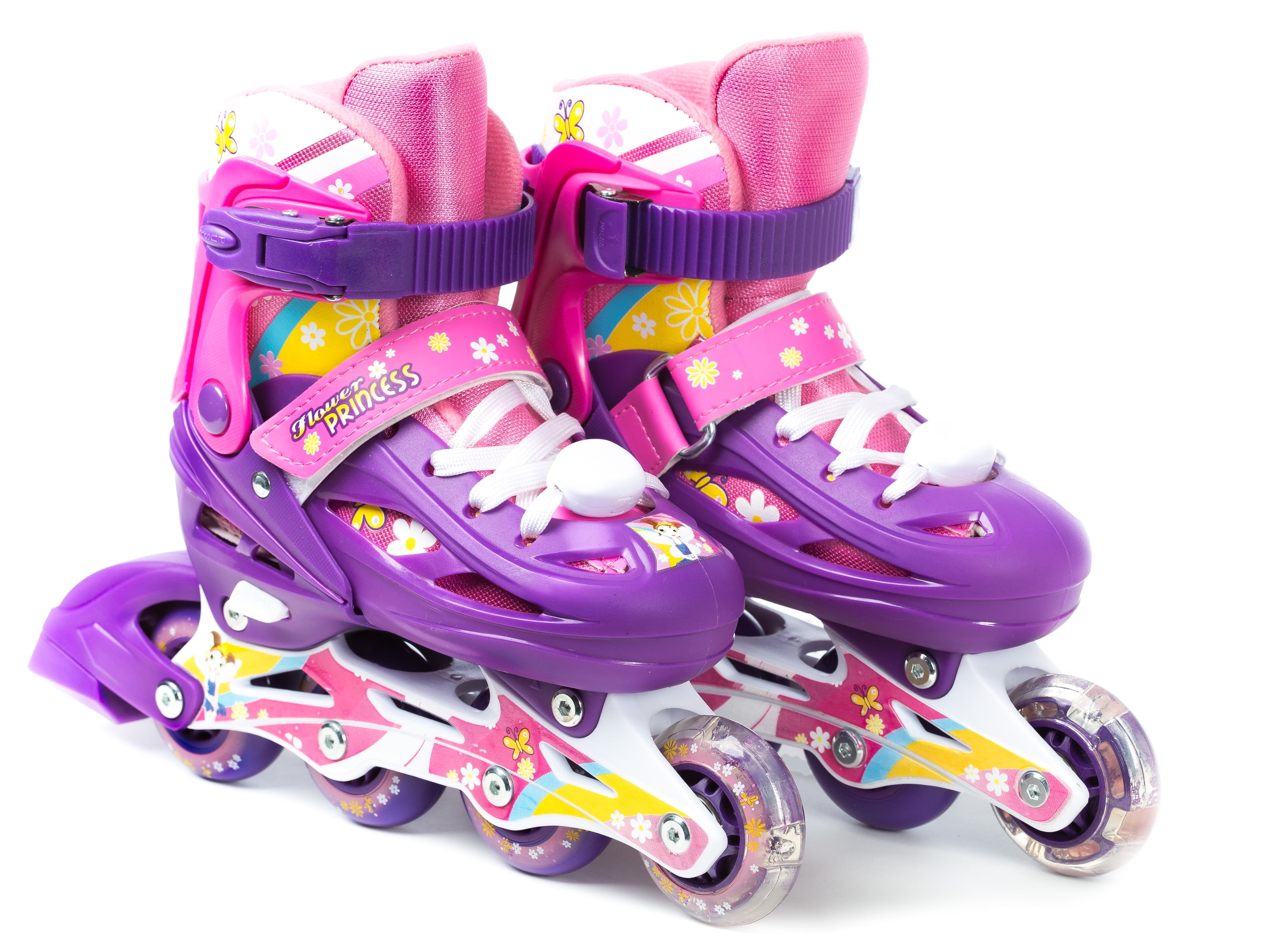 TITAN Flower Princess Girls Inline Skates with Light-Up LED Laces and ...