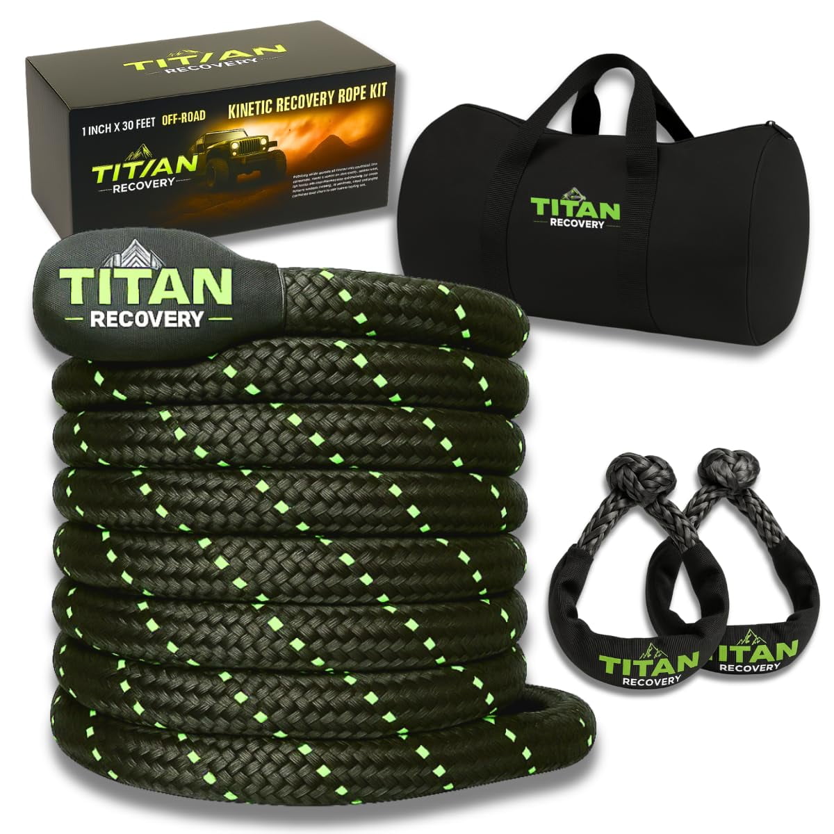 TITAN Recovery Kinetic Recovery Rope Kit, 1" x 30ft, 33,710 Min ...