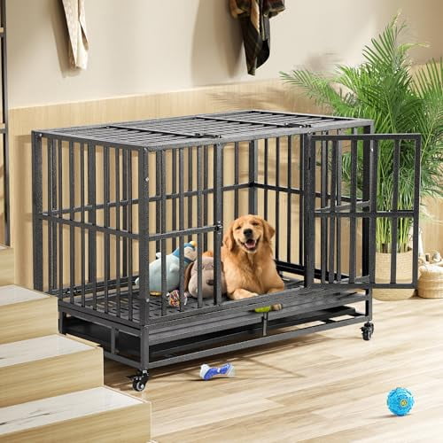TITIMO 38 inch Heavy Duty Dog Crate Indestructible Dog Cage with ...