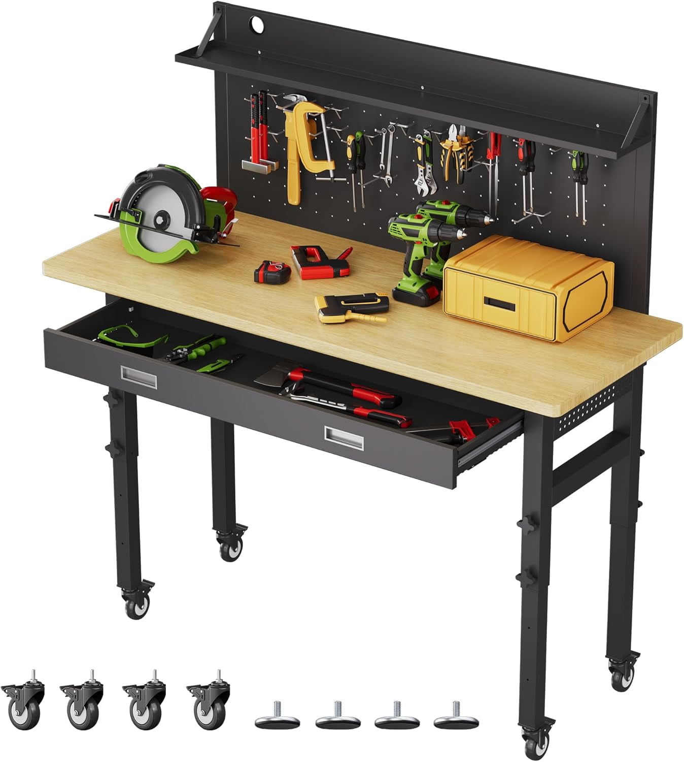 TITIMO 60" Adjustable Workbench with Drawers, Work Benches for Garage ...