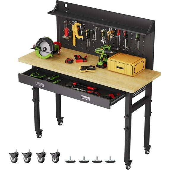 TITIMO 60" Adjustable Workbench with Drawers, Work Benches for Garage ...