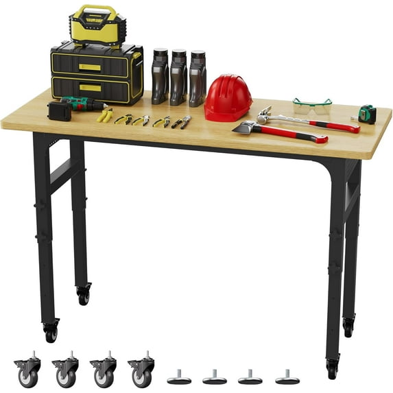 TITIMO 60" Adjustable Workbench, Work Benches for Garage with Pegboard ...