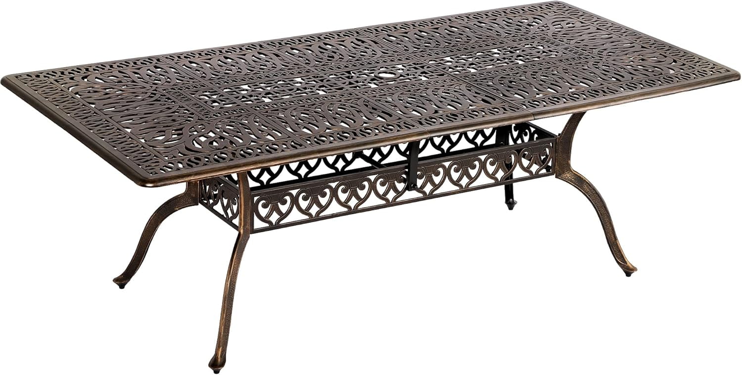 TITIMO 87'' Patio Dining Table, Cast Aluminum Outdoor Rectangle Dining ...