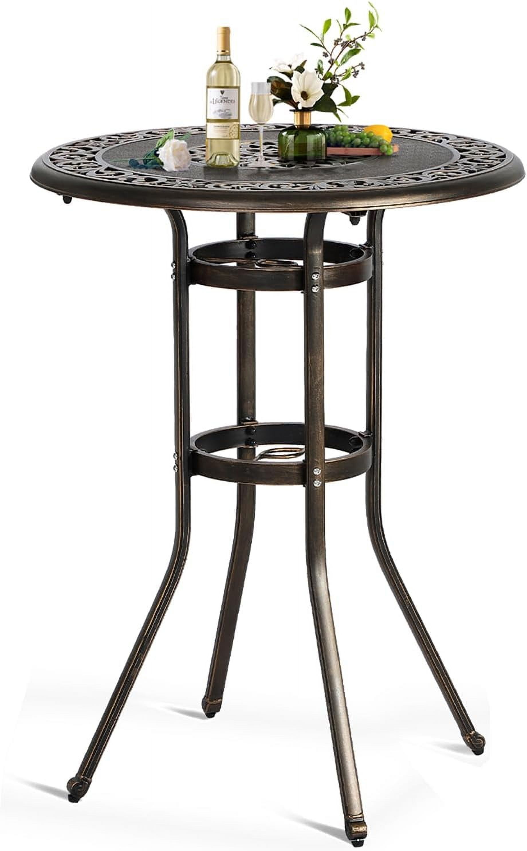 TITIMO Cast Aluminum Bar Table, Patio Bistro Table 31.5" Bar Height ...