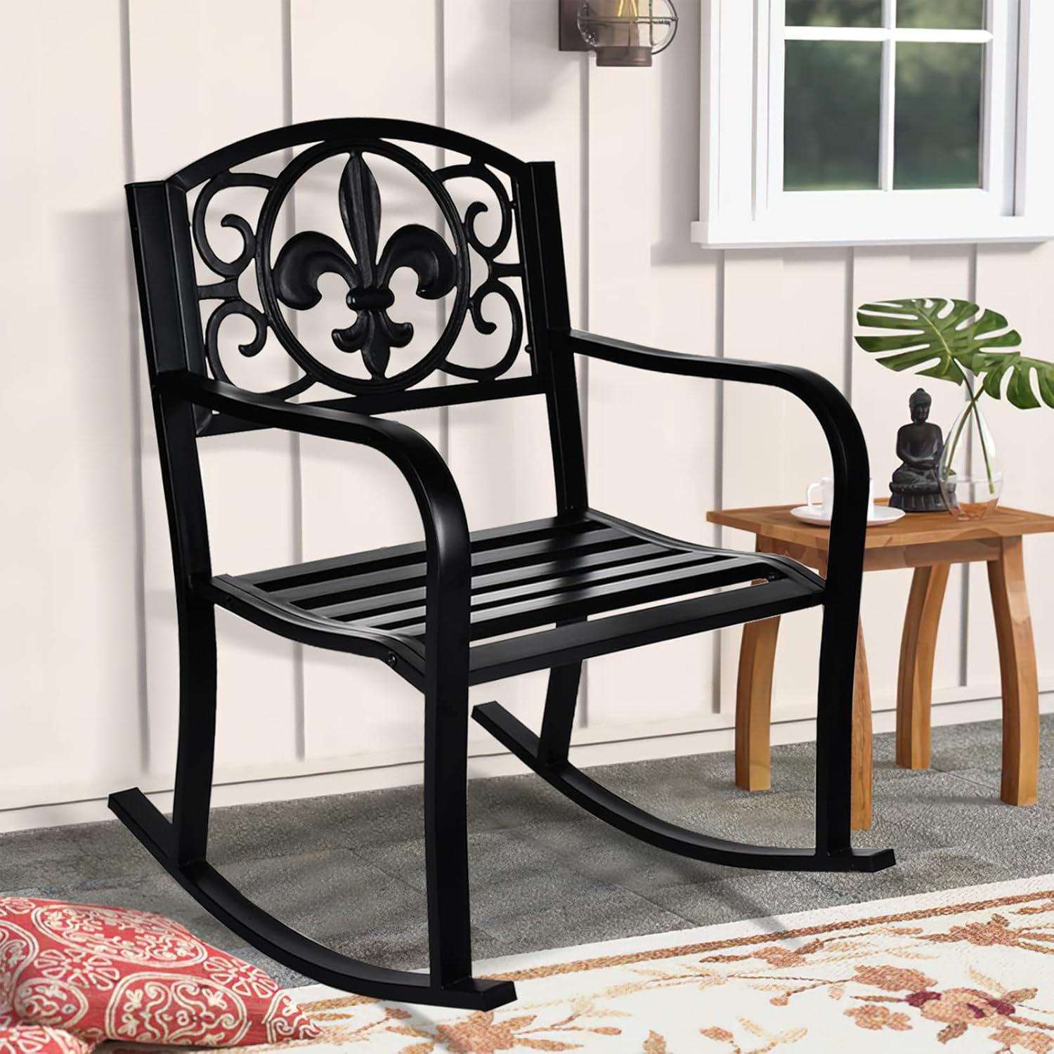 TITIMO Patio Rocking Chair, All Weather Resistant Outdoor Indoor Patio ...