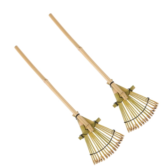 TITINICE 2Pcs Bamboo Garden Rake White Japanese Style Small Handheld ...