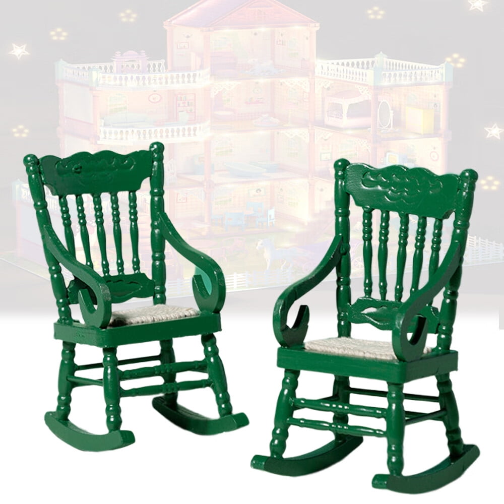 TITOUMI 1:12 Miniature Rocking Chair, Green DollHouse Furniture ...